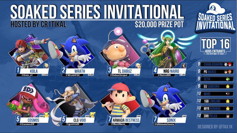 Kola wins Smash Ultimate Singles at Soaked Series Invitational