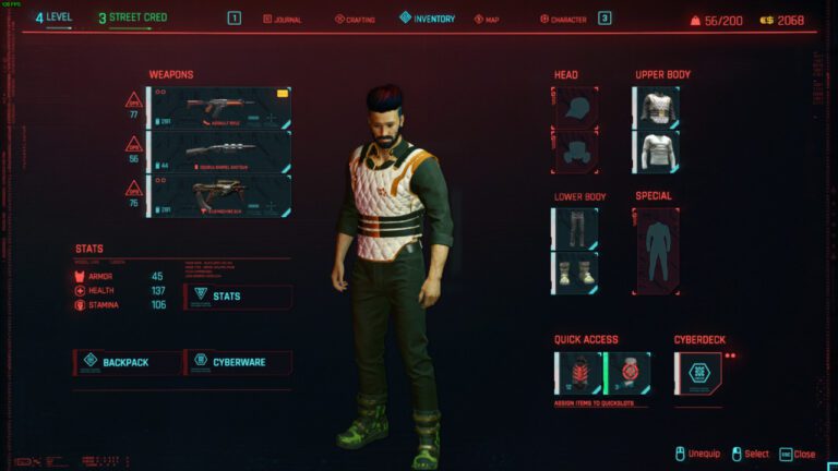 How to open your Inventory and Backpack in Cyberpunk 2077